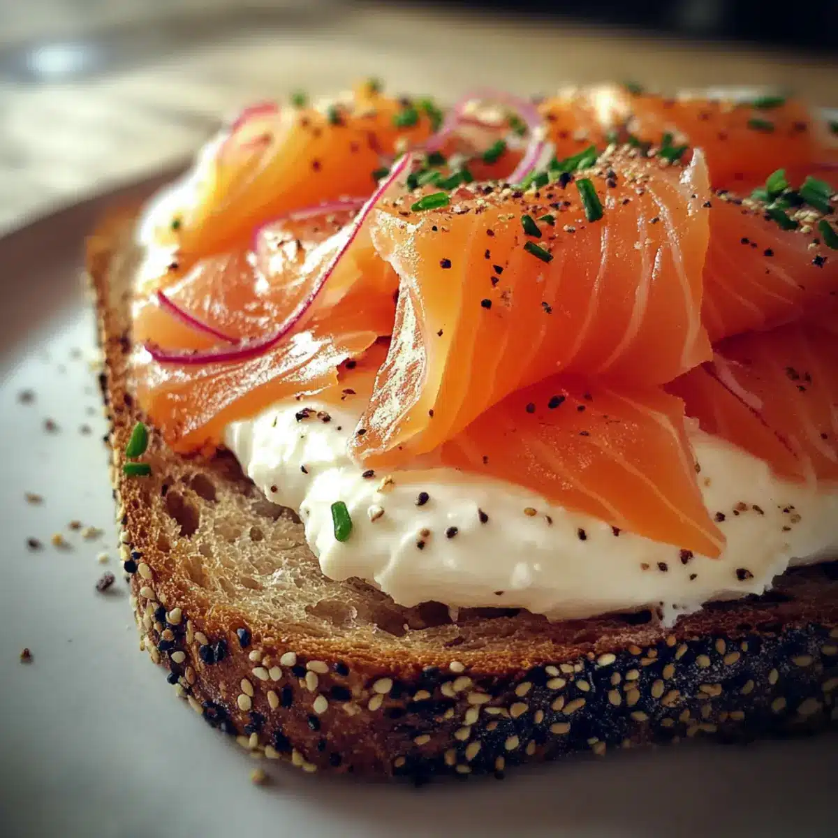 Ultimate Delicious Smoked Salmon and Labneh on Rye Sourdough