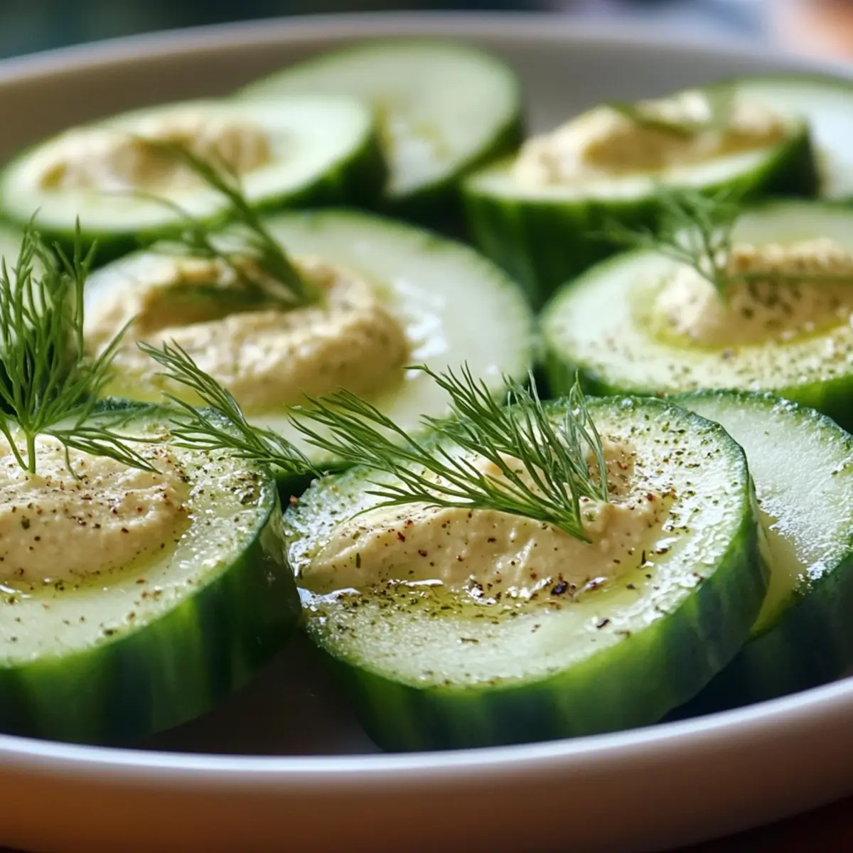 Ultimate Delicious Crispy Cucumber Hummus Bites with Dill